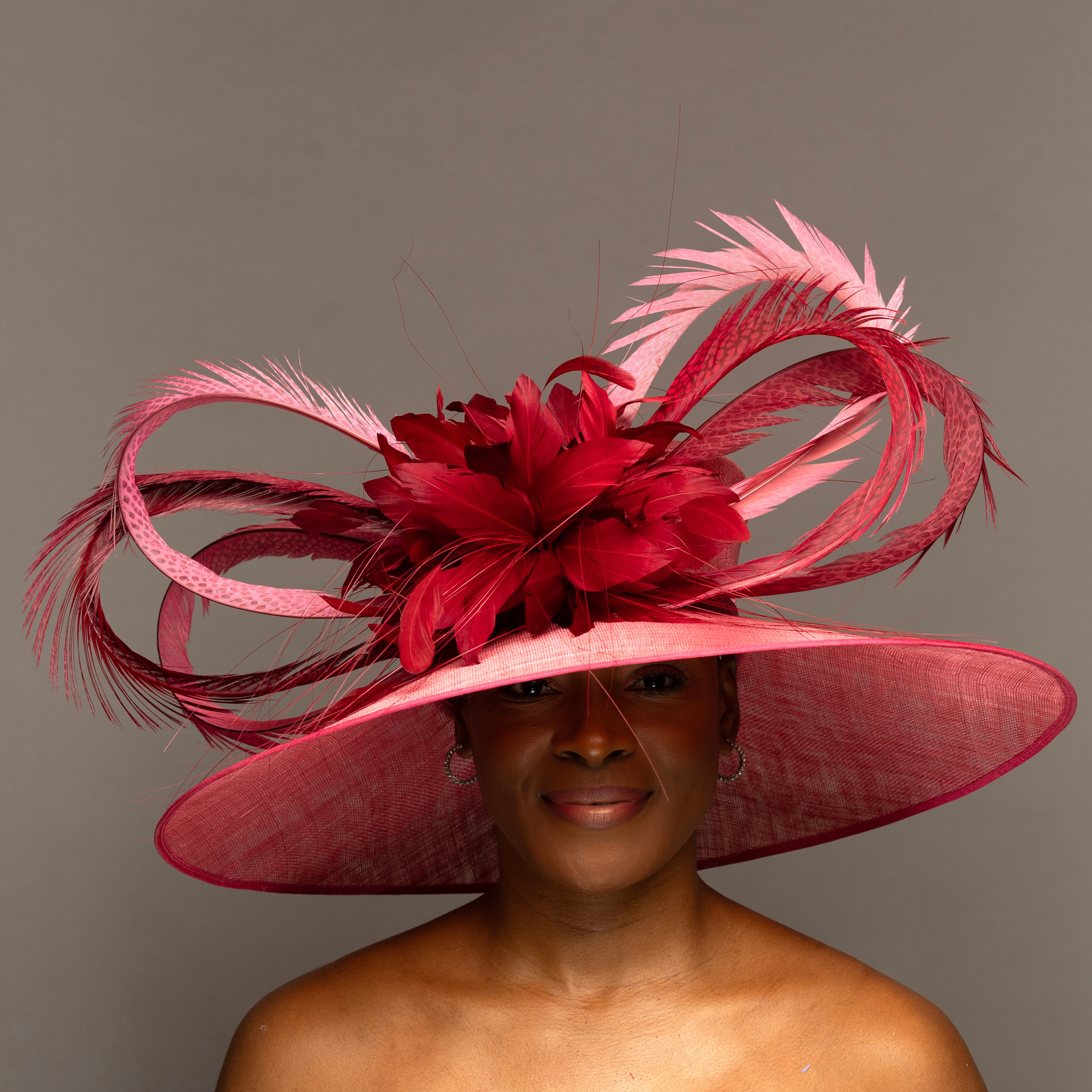 Designer Derby Hat THG9011 | Maroon & Raspberry Flair – The Hat Girls